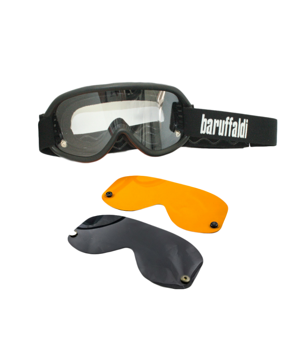 Baruffaldi Classic Retro Vintage Motorcycle Goggles Speed 4 (2 Lenses ...